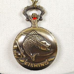 Unbrand | Accessories | Fishing Pocket Watch Necklace Vintage Gold Tone ...